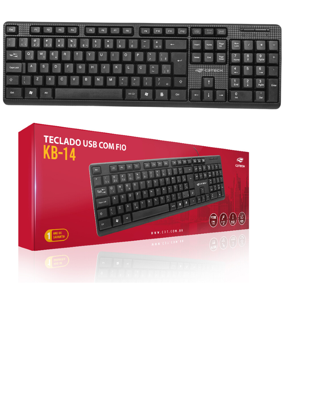 Teclado Usb C3tech Kb-14bk Preto