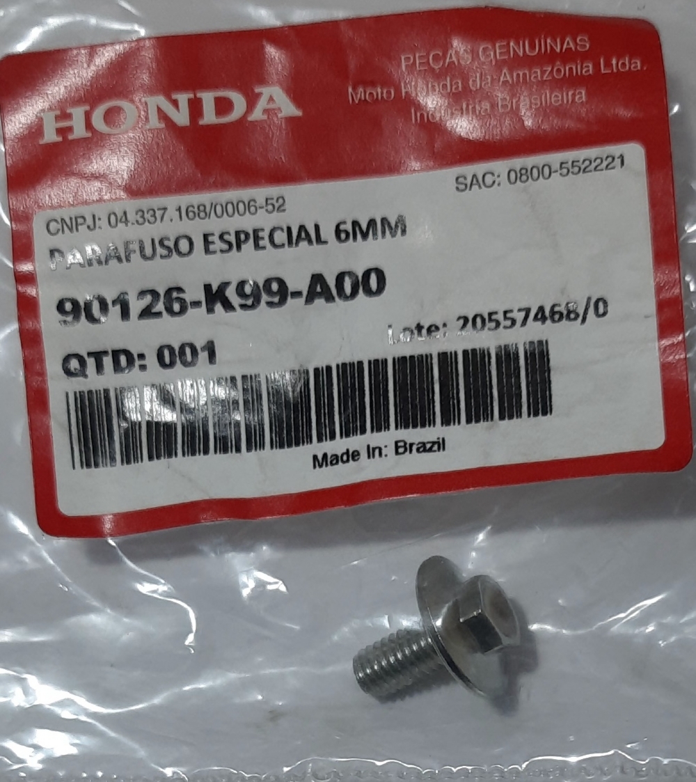 PARAFUSO PLATE LATERAL CRF 250F 19-23 - M6X12MM - 90126-K99-A00