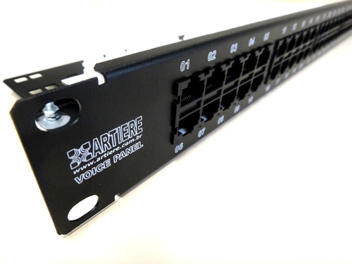 Voice Panel 20 RJ45/IDC 19”/1U 20 portas/2 pares por porta Cat.3 com ...