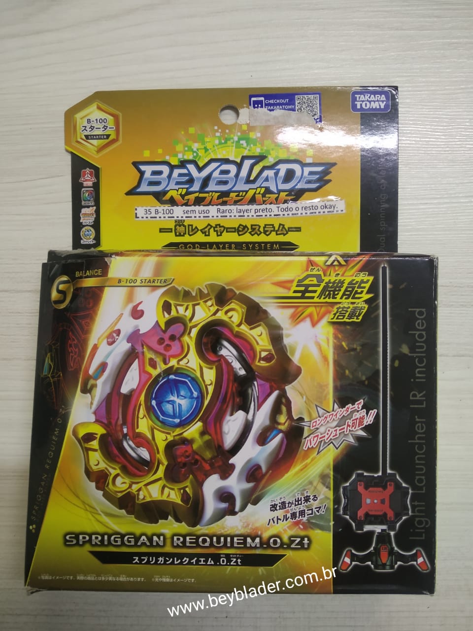 Beyblade Burst Spriggan Requiem.O.Zt B-100 - Takara Tomy - LAYER PRETO