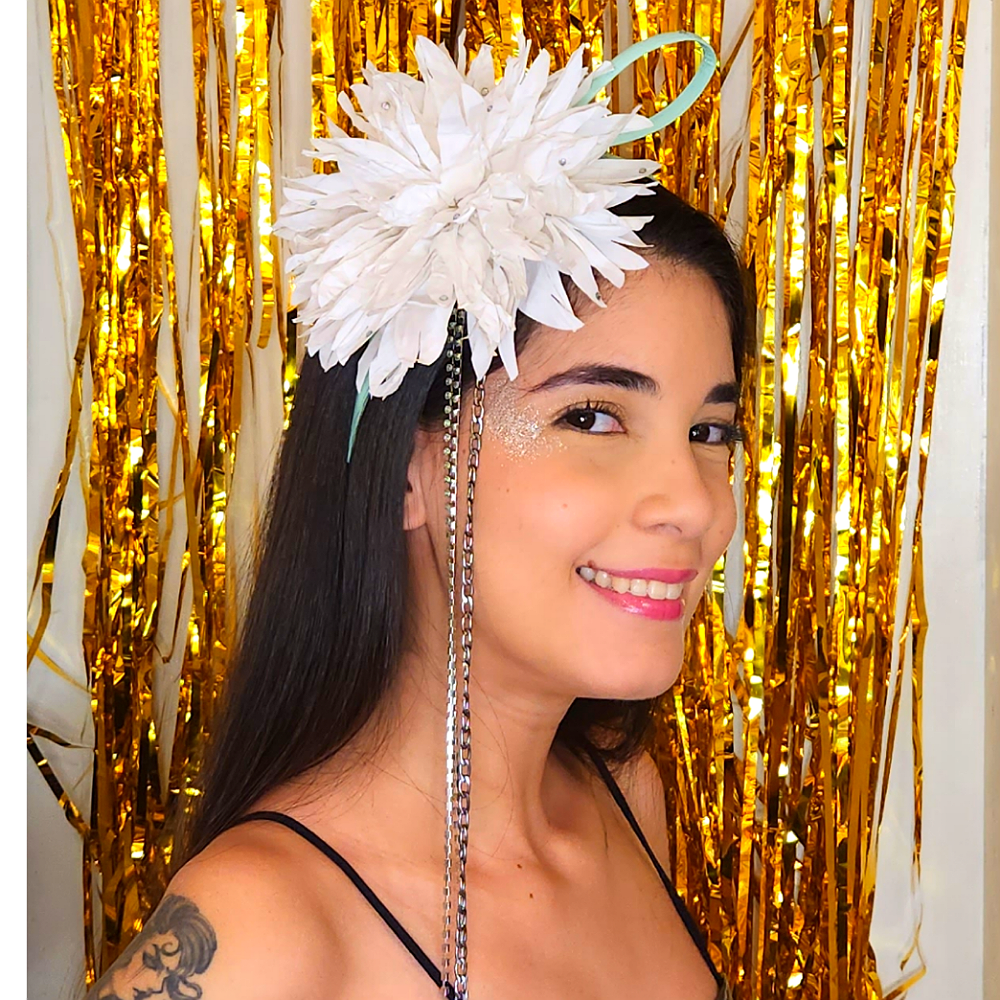 Tiara Carnaval Verde Água e Branca