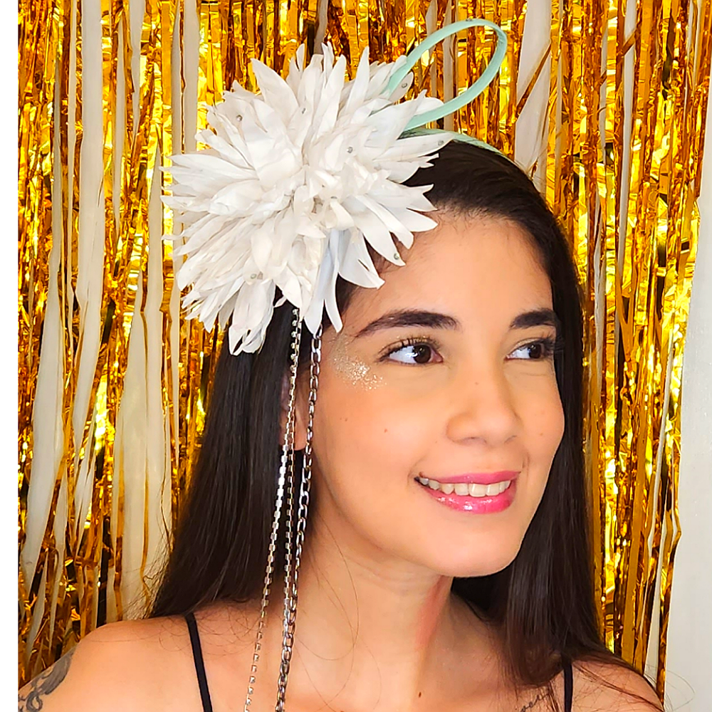 Tiara Carnaval Verde Água e Branca