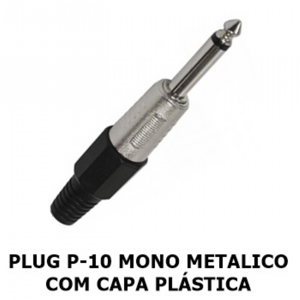 KIT 05 PLUGS P-10 MONO METÁLICO PRETO NA CASA DOS TOCA DISCOS