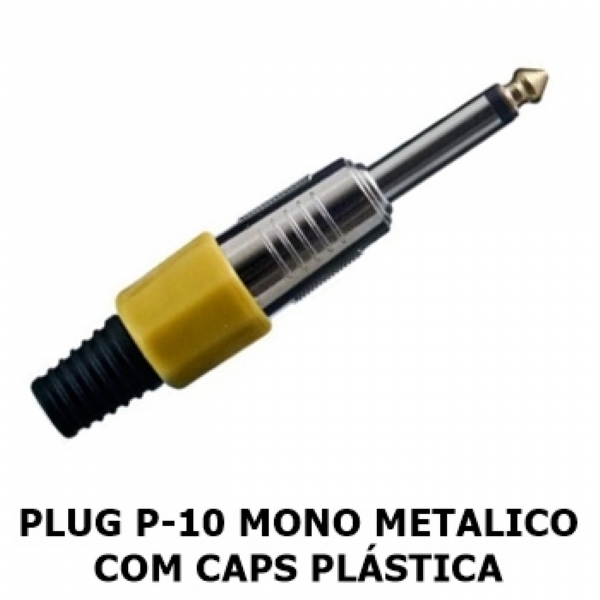 KIT 05 PLUGS P-10 MONO METÁLICO AMARELO - NA CASA DOS TOCA DISCOS