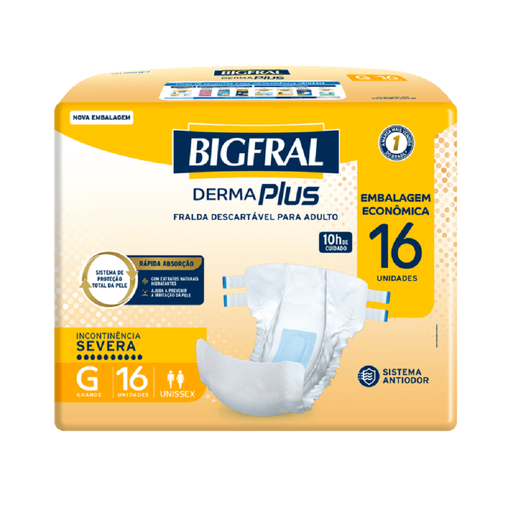 Fralda Geriátrica Bigfral Derma Plus G c/16un