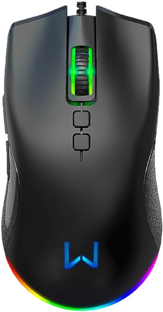 Mouse Gamer Warrior RGB Óptico 12000DPI 7 Botões - Rush Preto