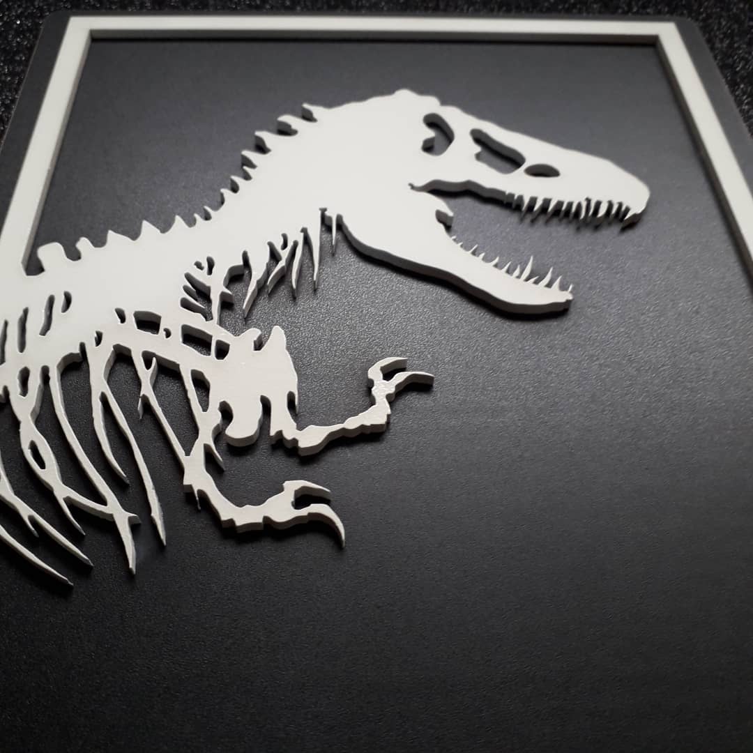 Quadro decorativo Madeira com corte a laser Relevo com Dinossauro T-rex ...
