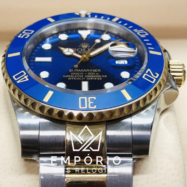 Rolex Submariner Date Azul Misto Aço Dourado | Réplicas de Relógios ...