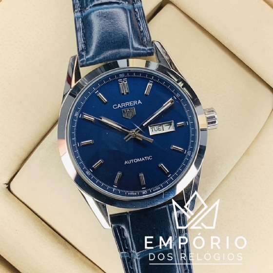 TAG Heuer Carrera Calibre 5 Automático Azul Couro | Réplicas de ...