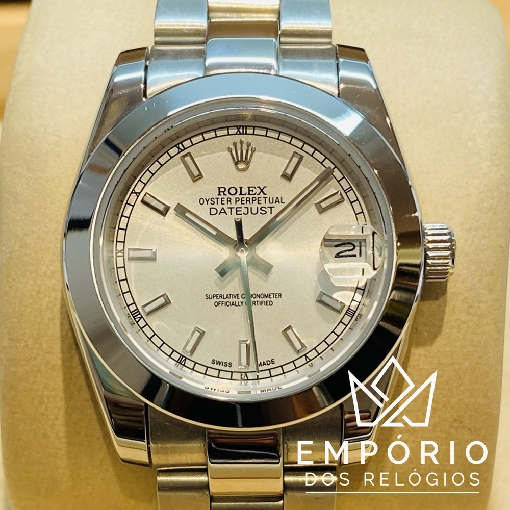 Rolex Datejust 36 Prata Aço Luneta Lisa | Réplicas de Relógios Premium AAA