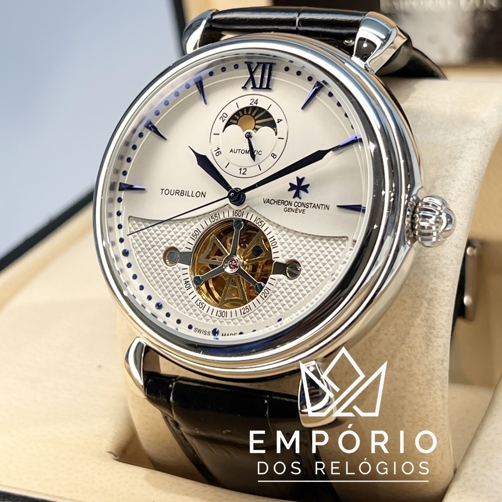 Vacheron Constantin Tourbillon Moon Phase Aço | Réplicas de Relógios ...