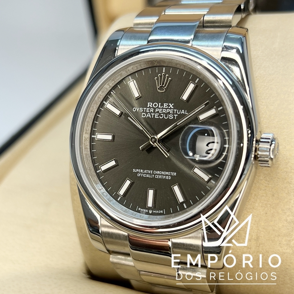 Rolex Datejust 36 Slate Aço Luneta Arredondada
