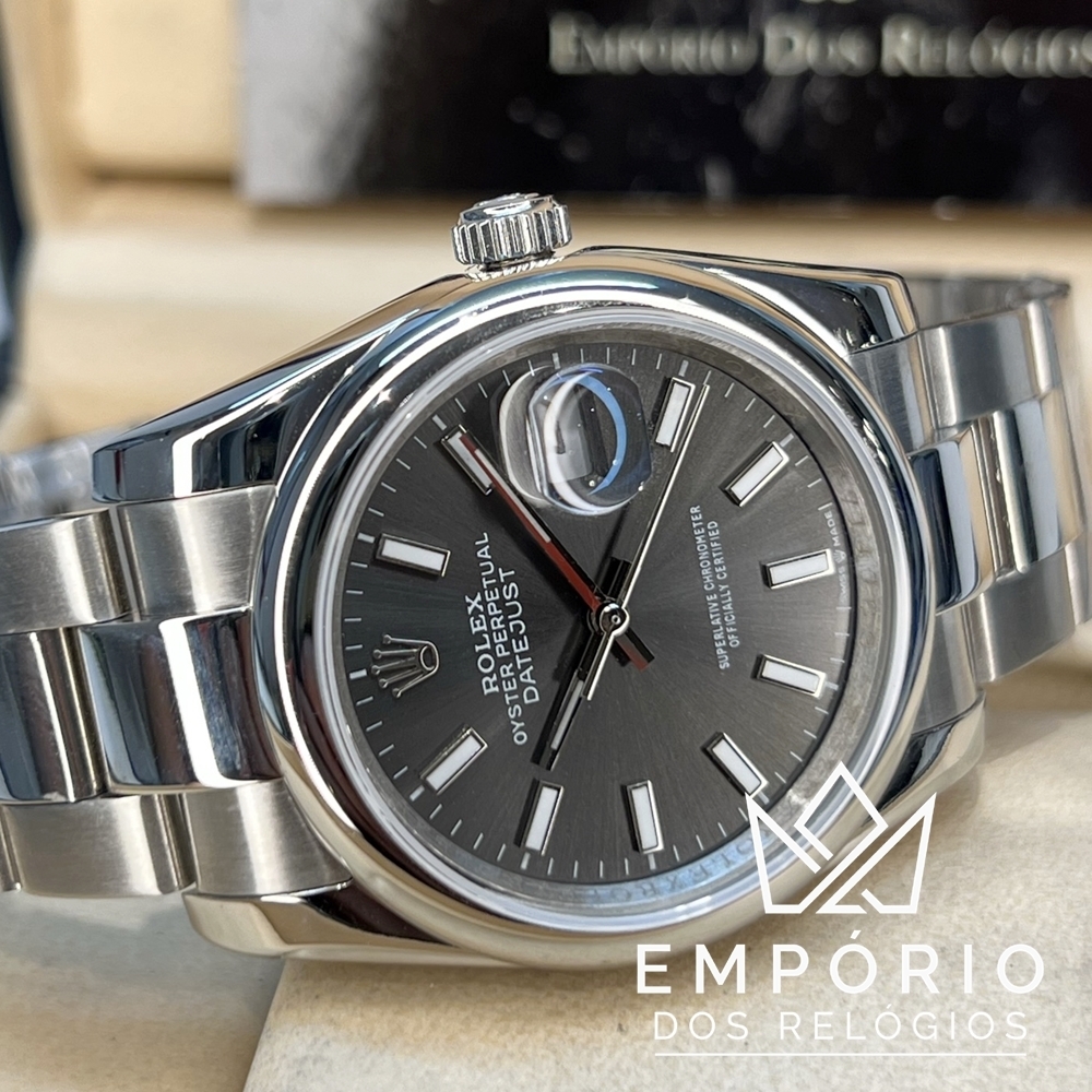 Rolex Datejust 36 Slate Aço Luneta Arredondada