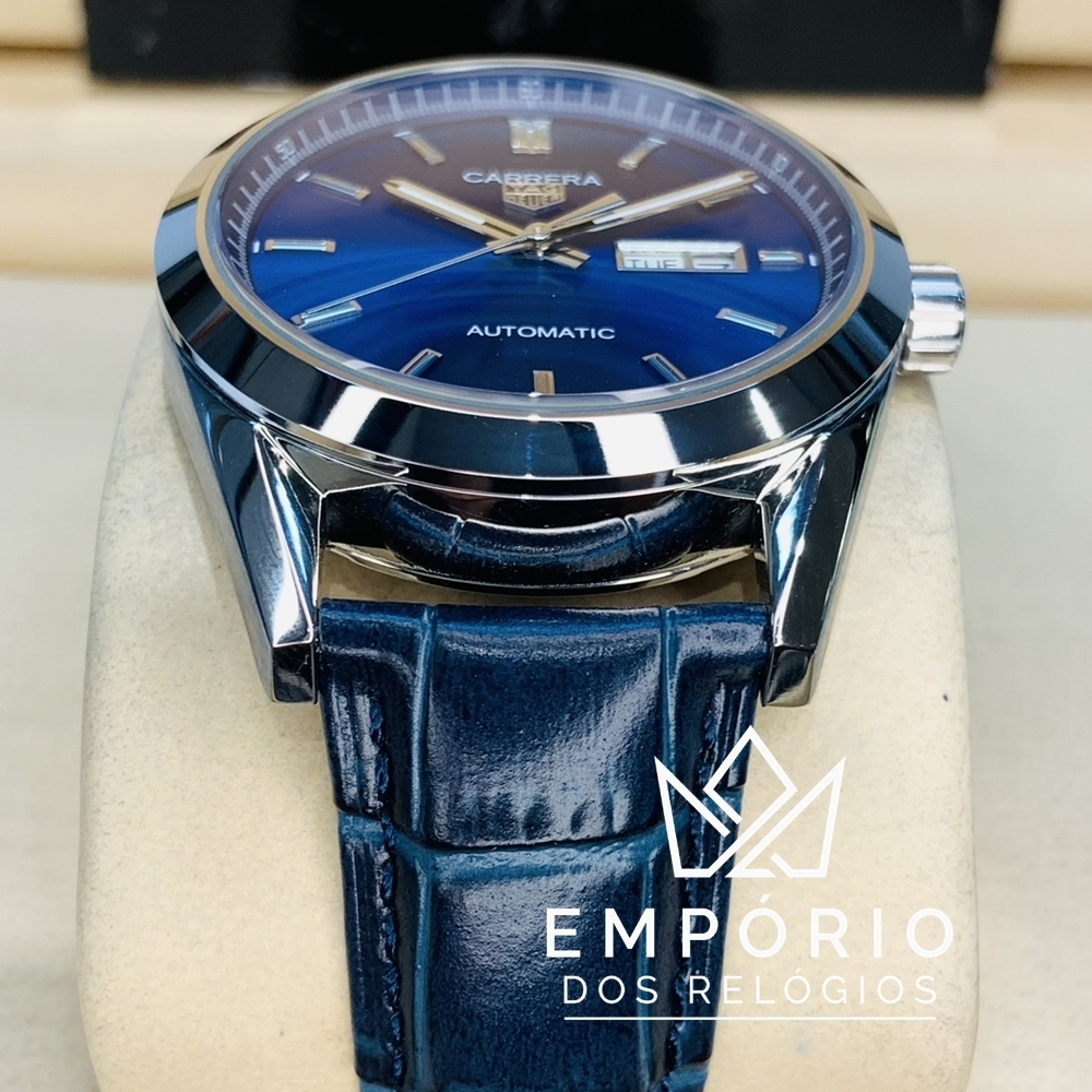 TAG Heuer Carrera Calibre 5 Automático Azul Couro | Réplicas de ...