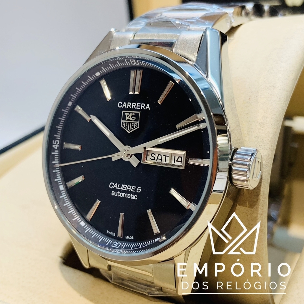 TAG Heuer Carrera Calibre 5 Automático Preto | Réplicas de Relógios ...