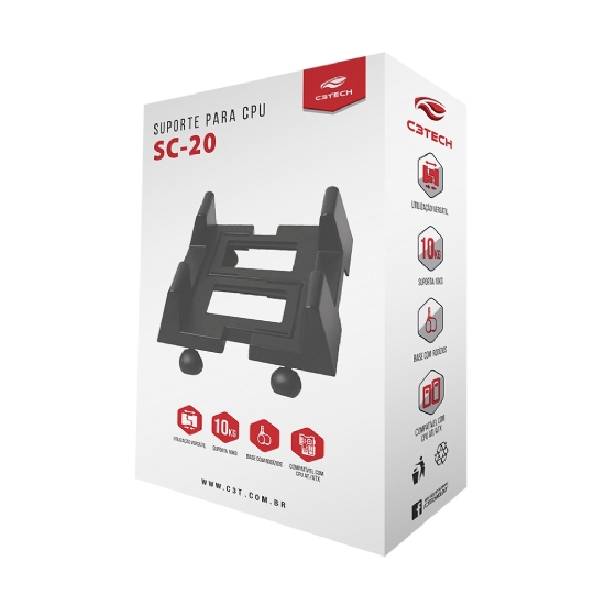 SUPORTE PARA GABINETE COM RODINHA PRETO SC-20BK - C3TECH