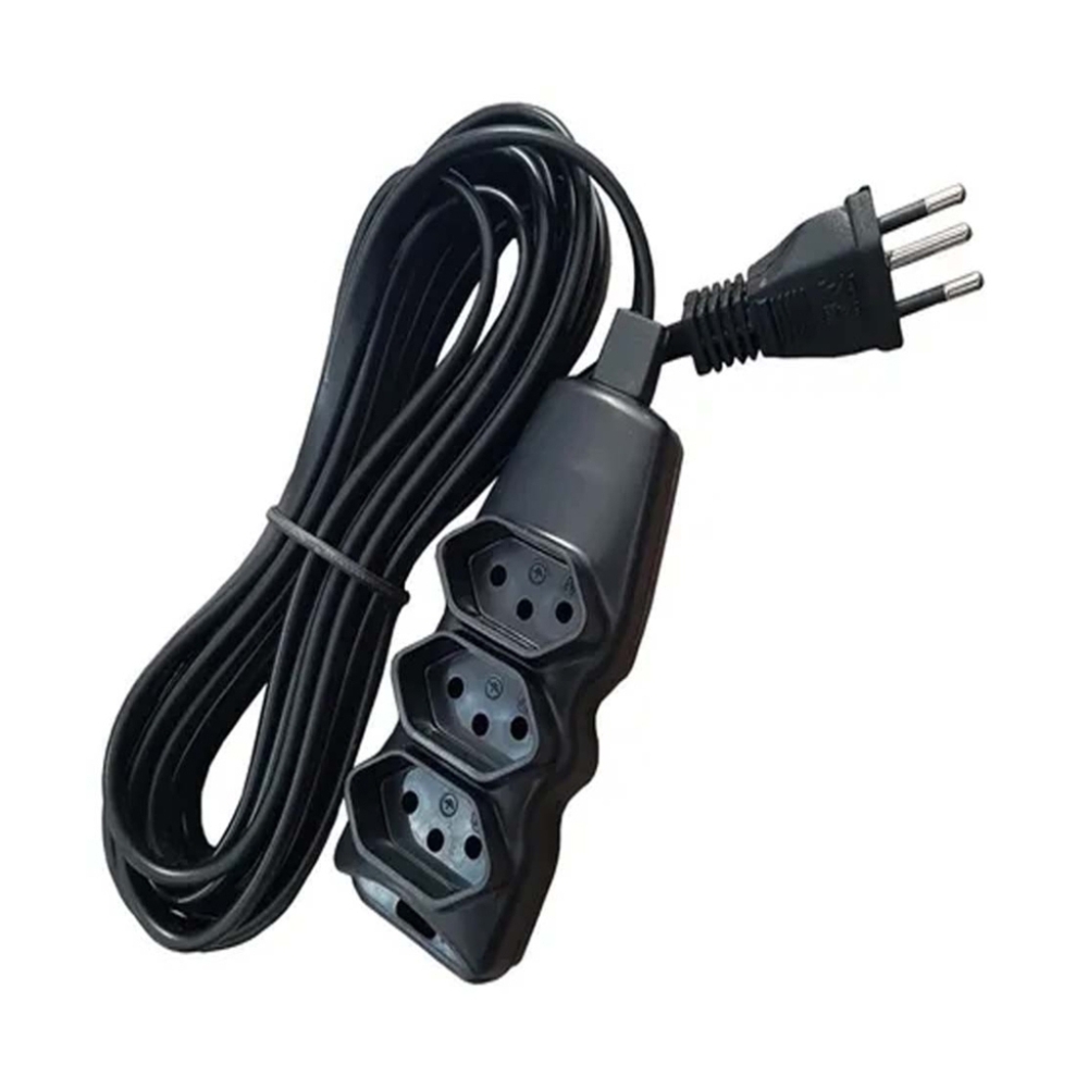 CABO DE EXTENSAO ELETRICA 3 TOMADAS 2p+t 0,75mm 5m MEGATRON