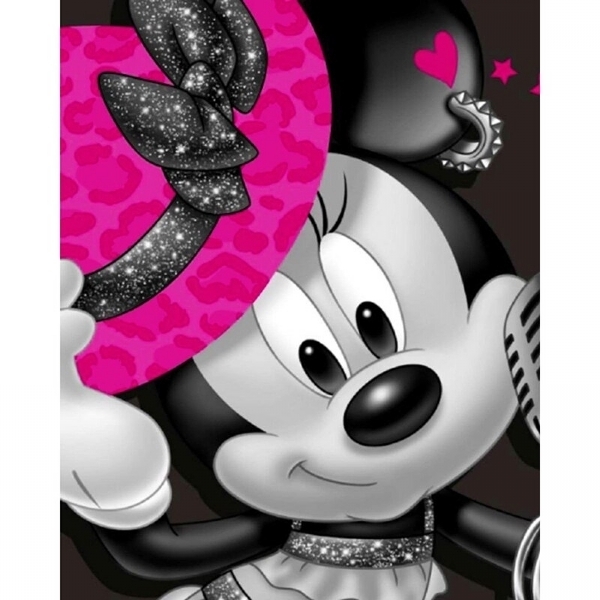 [13004] Pintura com diamantes - Minnie BW - 30x40 cm full