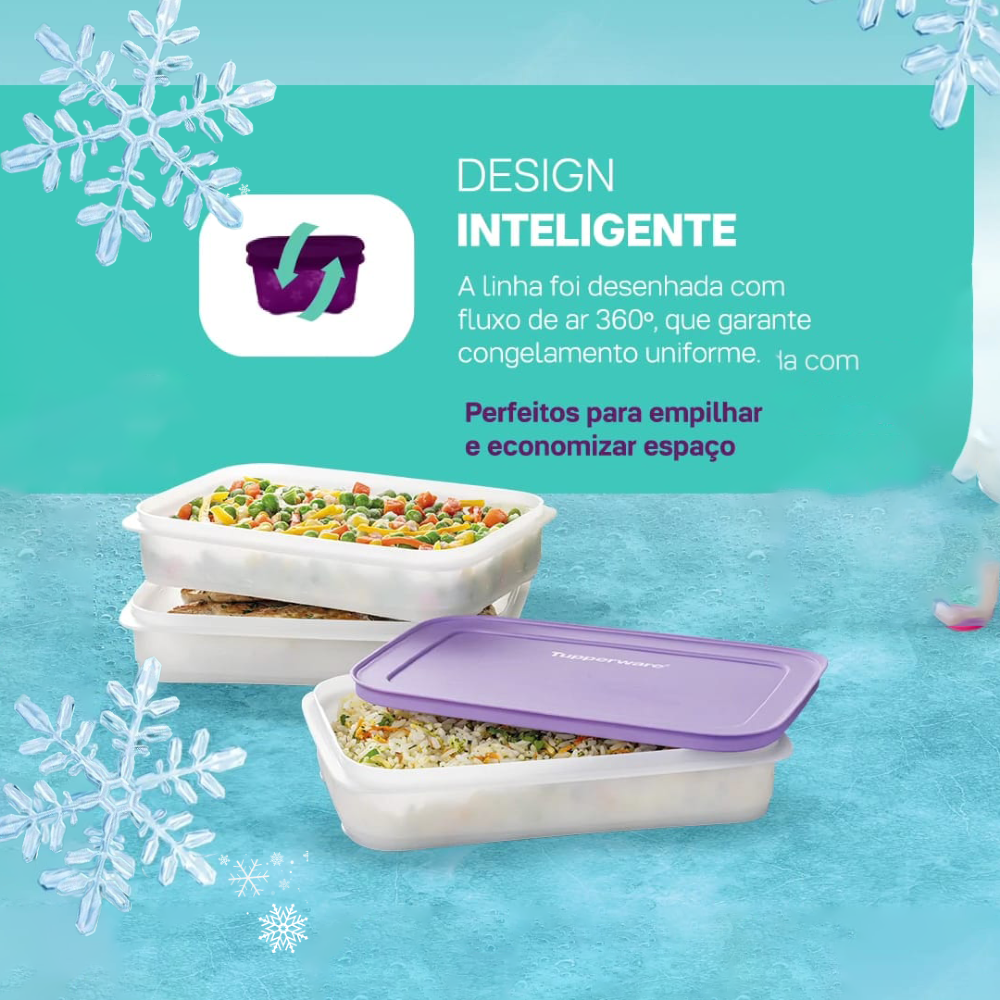Kit Freezer Line Empilhável Tupperware 2,5 L