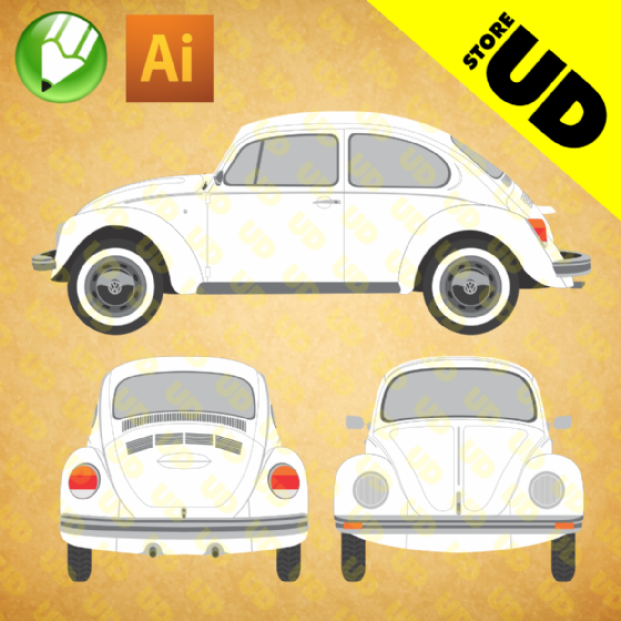 VW Fusca Clássico 1973 em Vetor - Corel e Illustrator