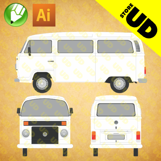 VW Kombi 2001 em Vetor - Corel e Illustrator