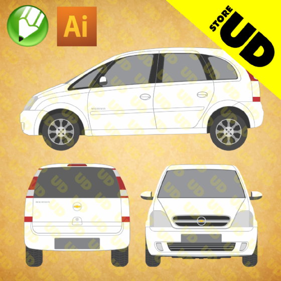 Chevrolet Meriva Premium 2008 em Vetor - Corel e Illustrator