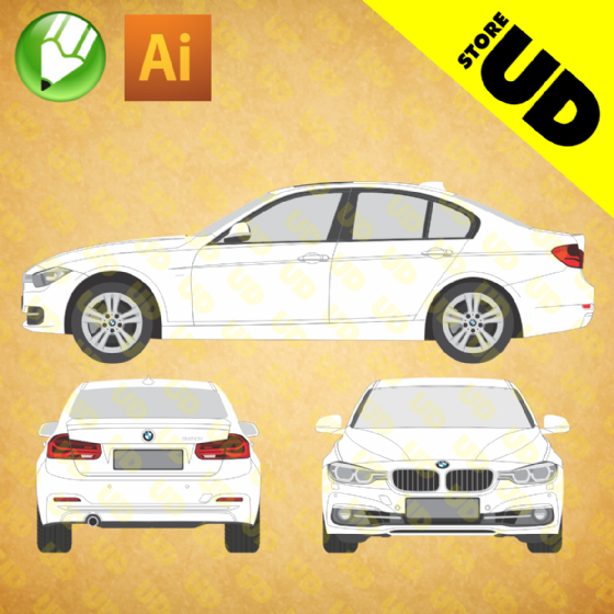 BMW 320i 2016 em Vetor - Corel e Illustrator