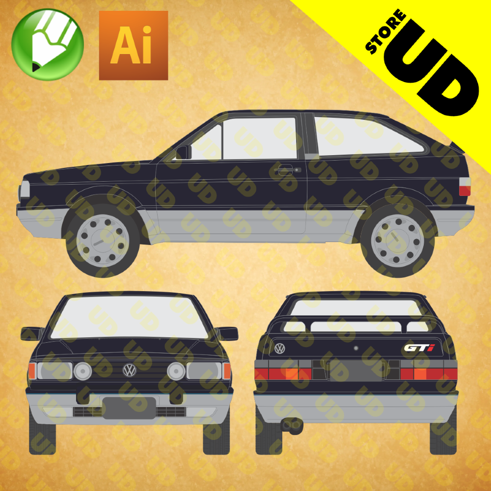 VW Gol GTi 1989 em Vetor - Corel e Illustrator