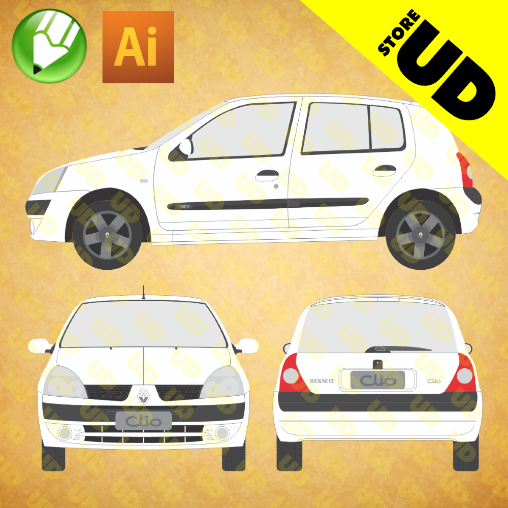 Renault Clio Hatch 2006 em Vetor - Corel e Illustrator