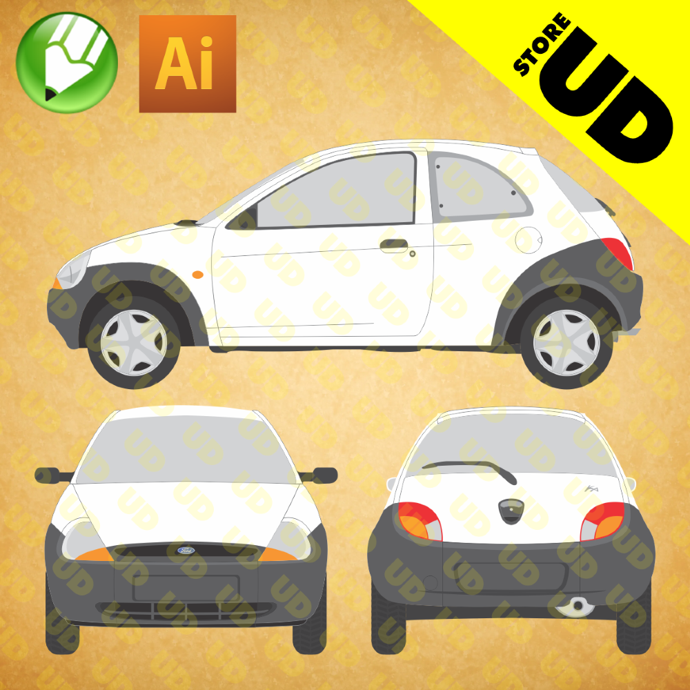 Ford KA 1997 em Vetor - Corel e Illustrator