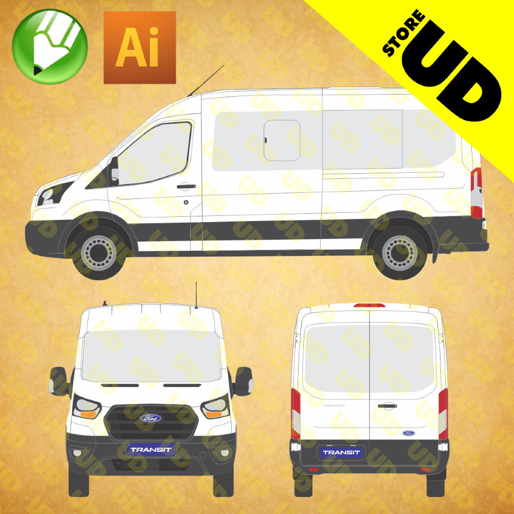 Ford Transit Minibus 2022 em Vetor - Corel e Illustrator