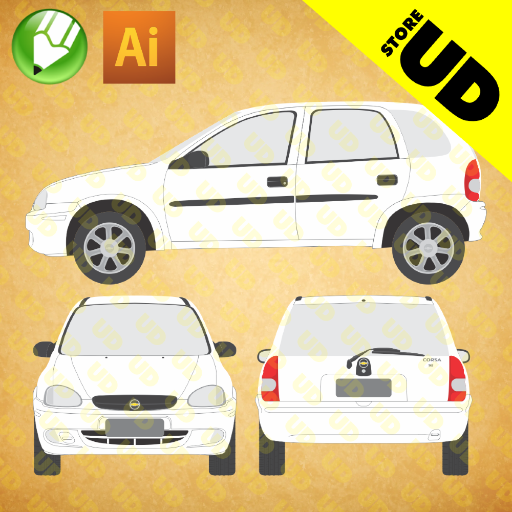 Chevrolet Corsa 1999 4 Portas em Vetor - Corel e Illustrator