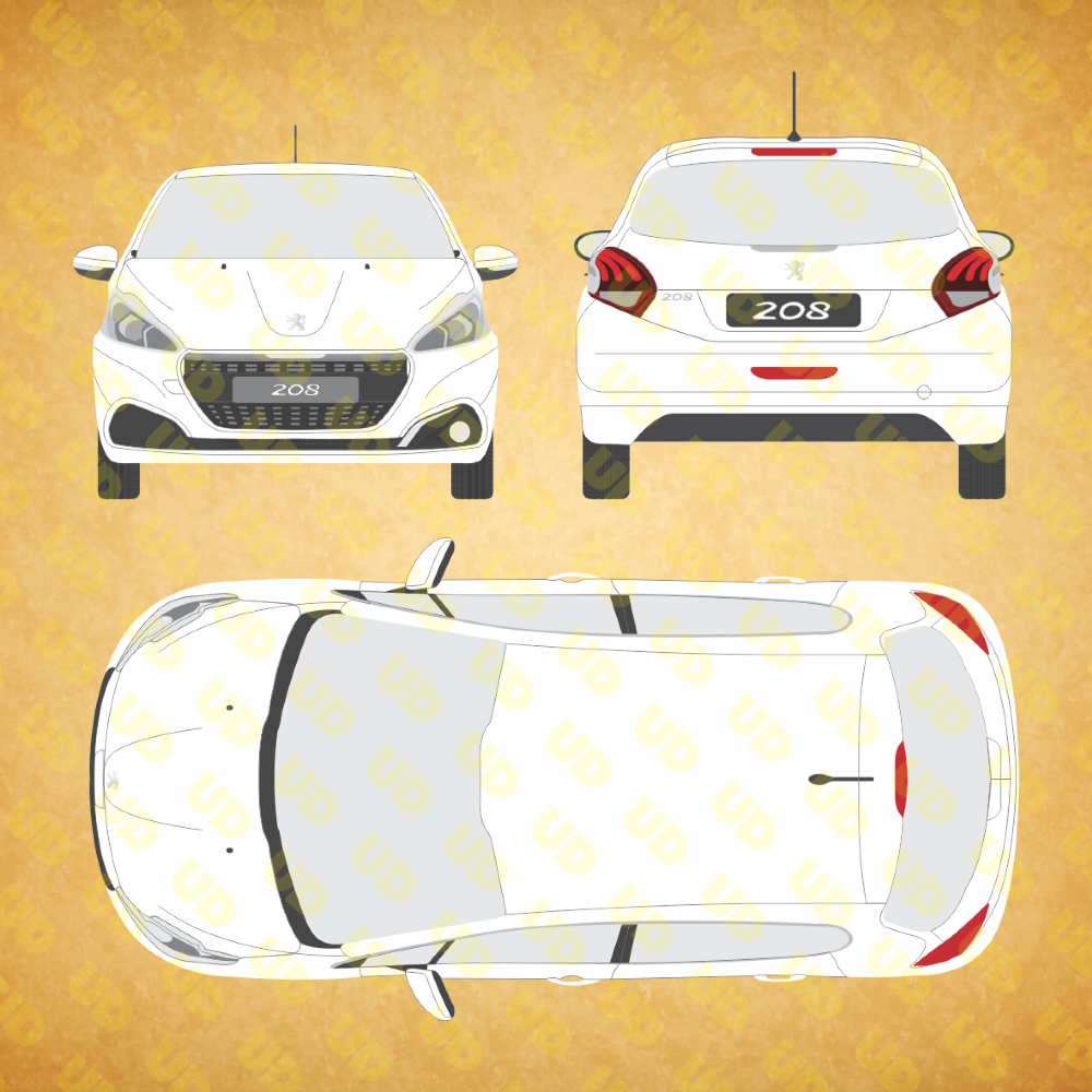 Peugeot 208 2016 em Vetor - Corel e Illustrator