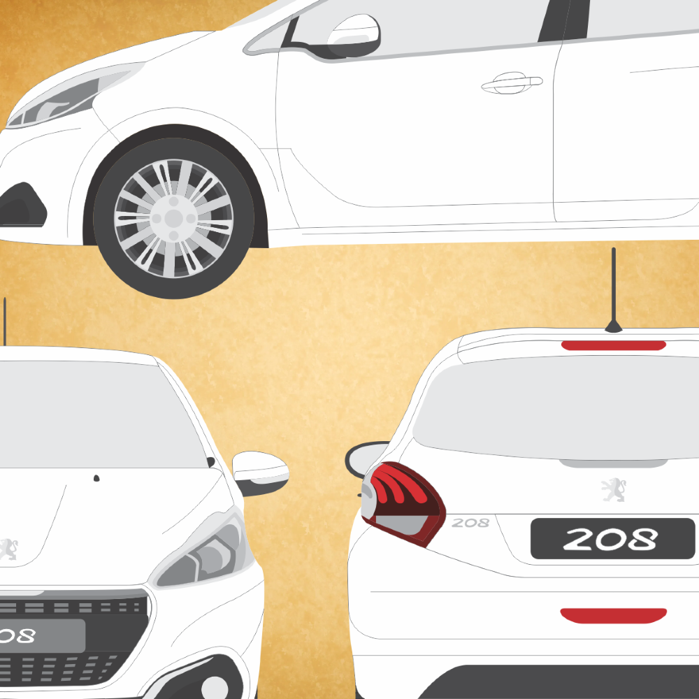 Peugeot 208 2016 em Vetor - Corel e Illustrator