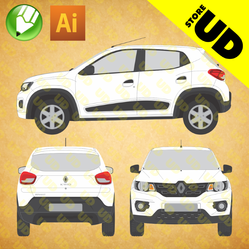 Renault Kwid 2018 em Vetor - Corel e Illustrator