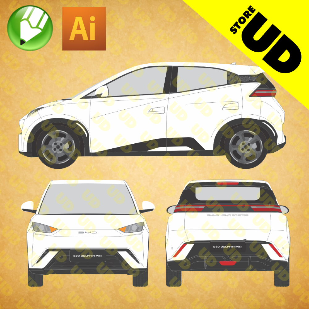 BYD Dolphin Mini 2024 em Vetor - Corel Draw e Illustrator