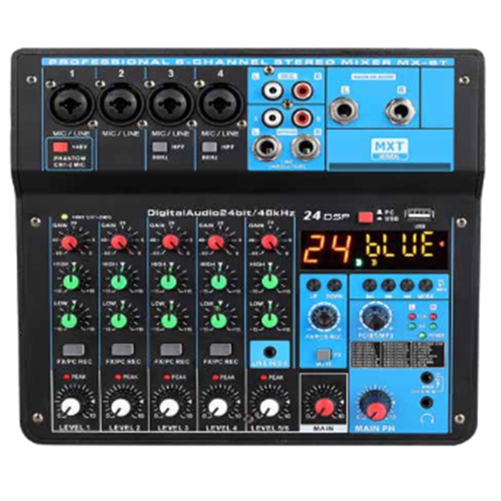 Mesa De Som 6 Canais Bluetooth E Interface Usb 24 Efeitos Mx-6t MXT